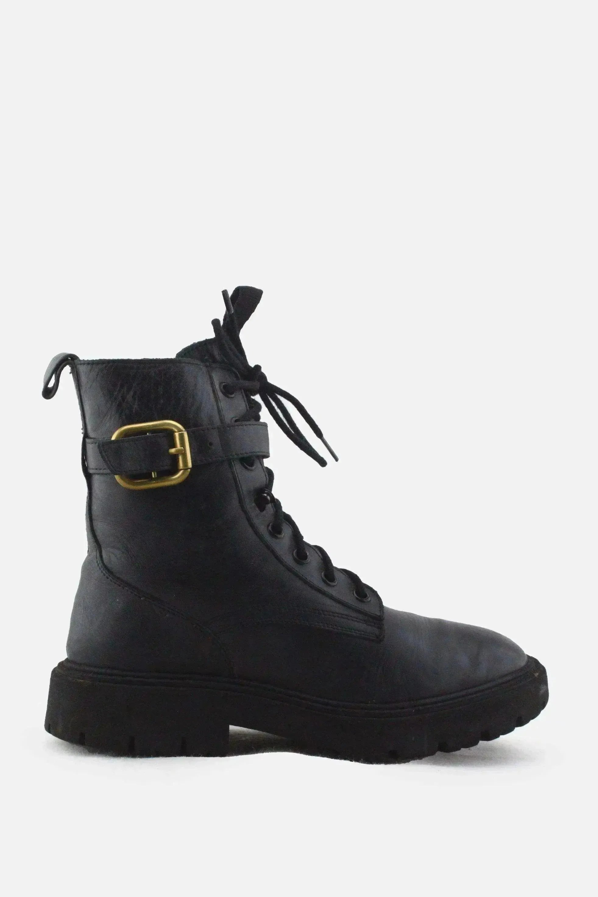 Zara Zipper Laces Buckle Straps Combat Ankle Boots | 100% Authentic Le ...
